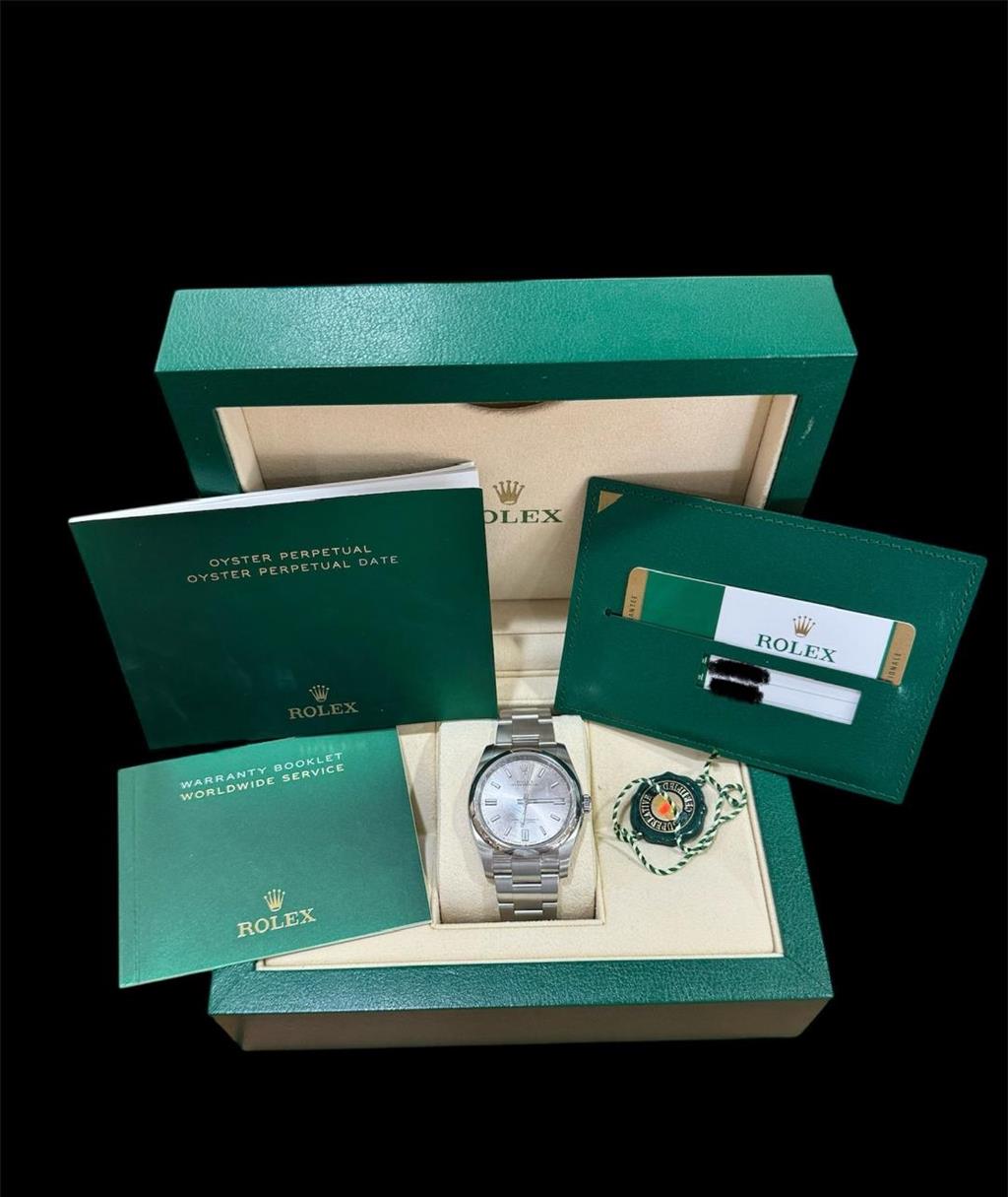 2020 36mm Rolex Oyster Perpetual silver dial box + papers – Jay Roberts ...